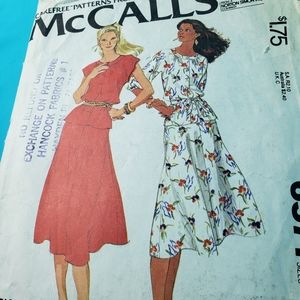 Other | 1979 Vintage Two Piece Dress Button Top Skirt Patt | Poshmark